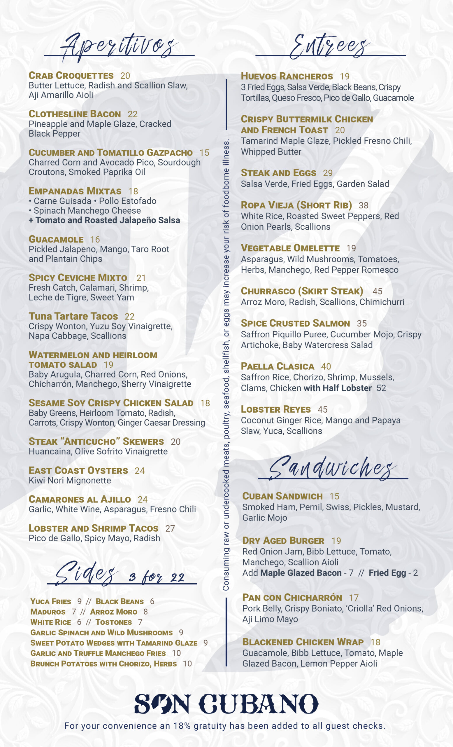 MENUS - SON CUBANO Restaurant-Bar
