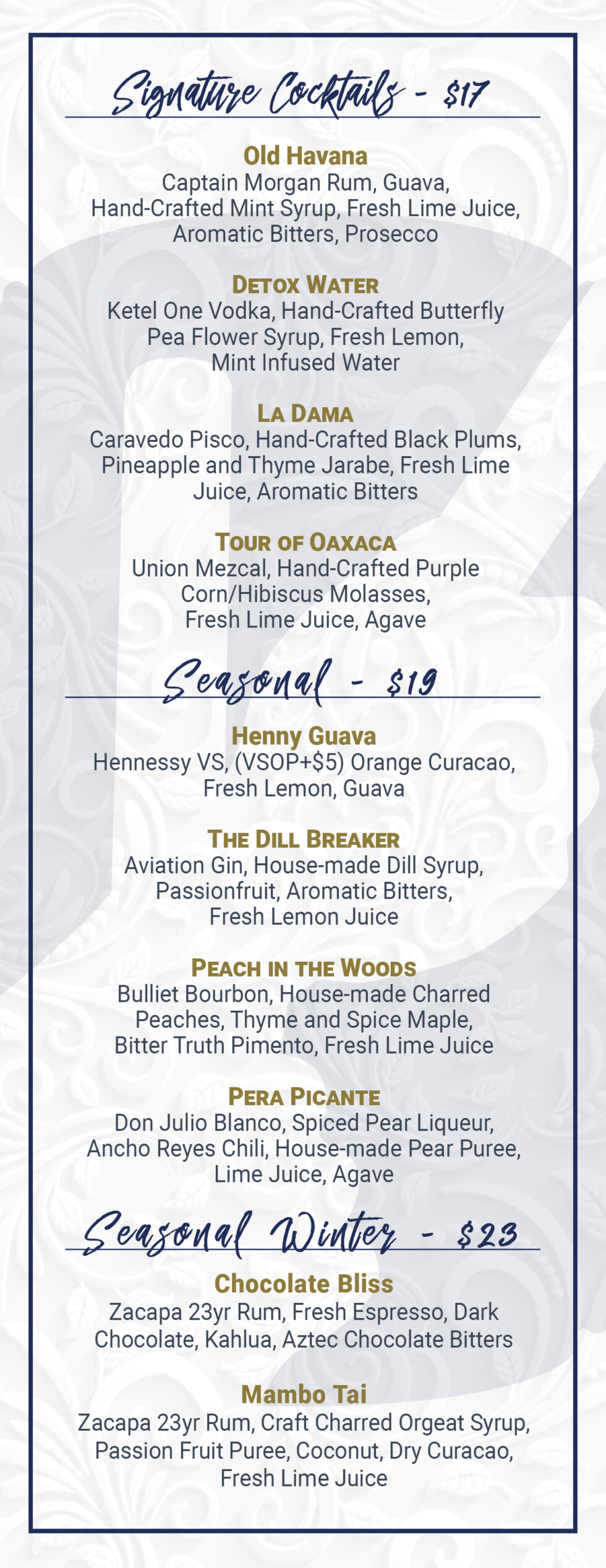 MENUS - SON CUBANO Modern-Cuban Cuisine