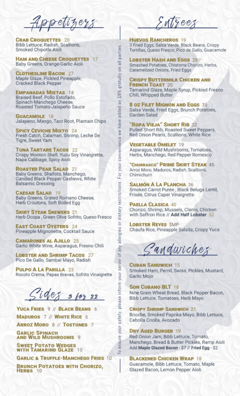 MENUS - SON CUBANO Modern-Cuban Cuisine
