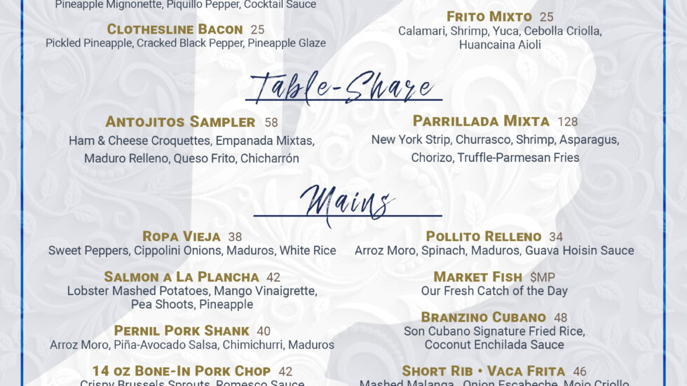 MENUS - SON CUBANO Modern-Cuban Cuisine