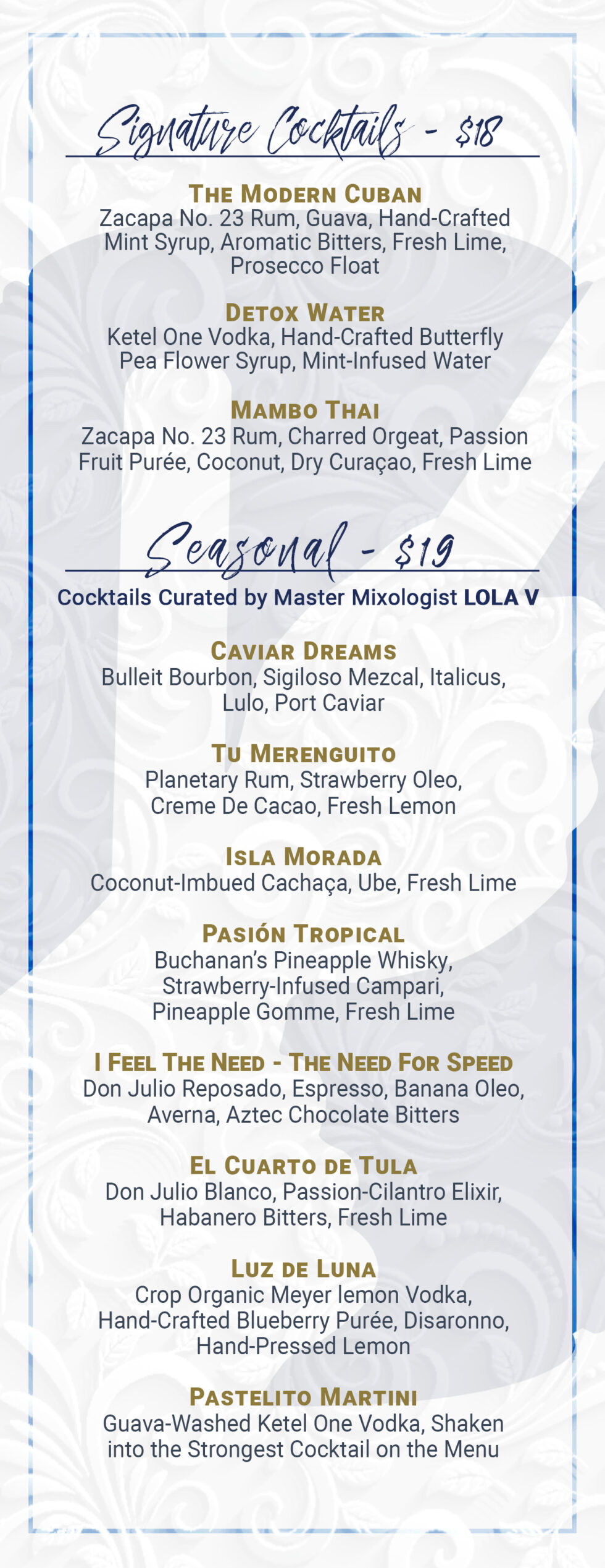 MENUS - SON CUBANO Modern-Cuban Cuisine